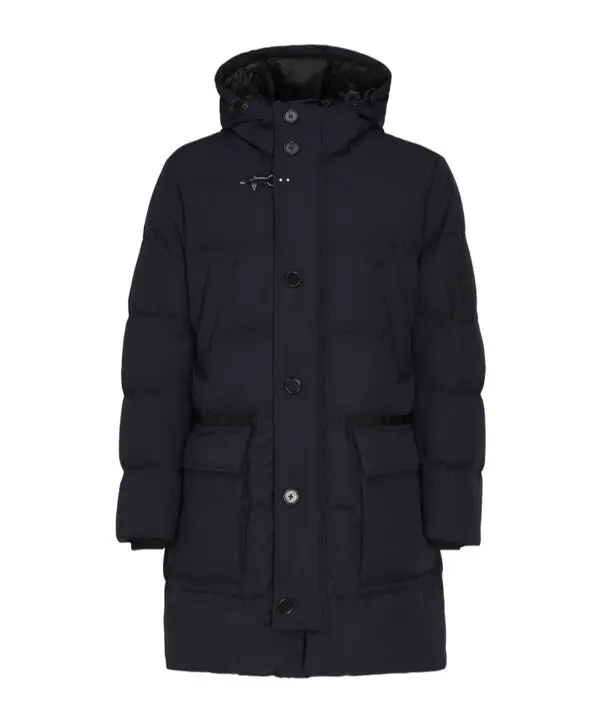 FAY Quilted Parka Coat With Hood - Black