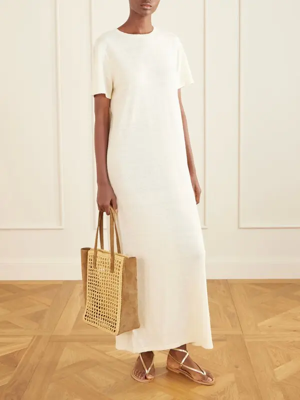 Co Short-sleeved Dress In Silk-linen Blend Knit