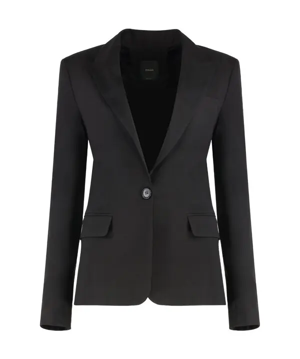 Pinko Single-breasted Tailored Blazer With Raw Cut Edges - Black