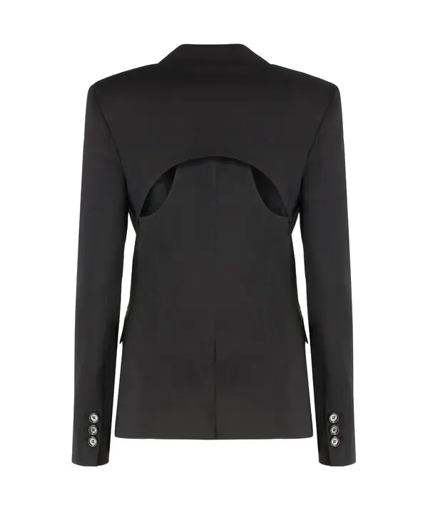 Pinko Single-breasted Tailored Blazer With Raw Cut Edges - Black