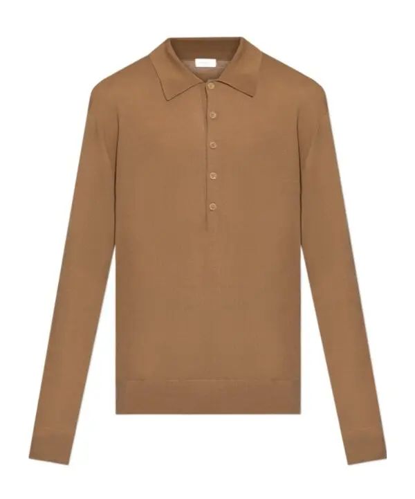 Dries Van Noten Long-sleeved Knitted Polo Shirt