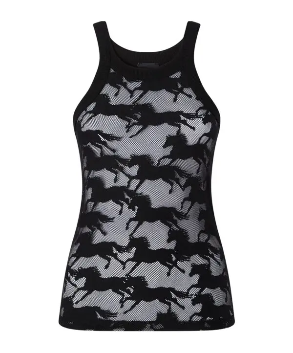 Pinko X Patrick Mcdowell Semi-sheer Horse Jacquard Mesh Tank Top