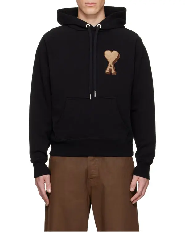 Ami Logo Detailed Drawstring Hoodie