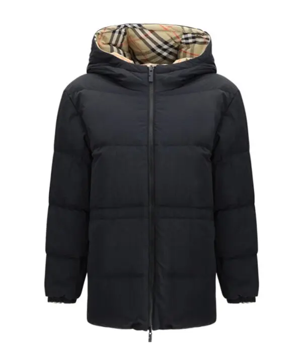Burberry Reversible Checked Hooded Down Jacket - Nude