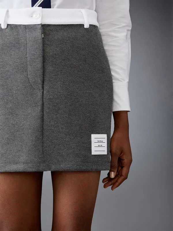 Thom Browne Logo-patch Mini Skirt - Medium Gray