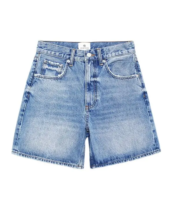 ANINE BING Heath Frayed-hem Denim Shorts