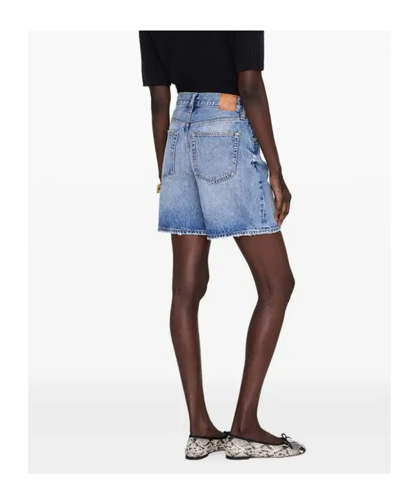 ANINE BING Heath Frayed-hem Denim Shorts