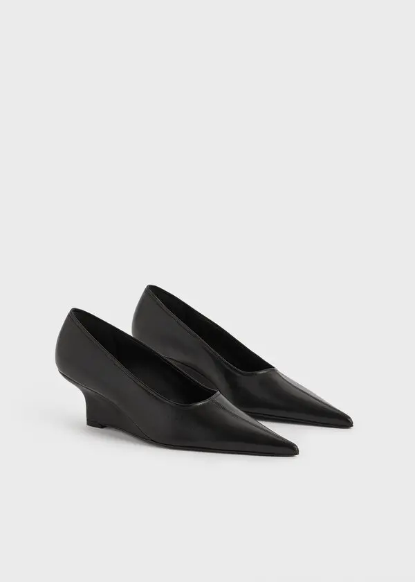 TOTEME 55mm Pointed-toe Leather Wedge Pumps - Black