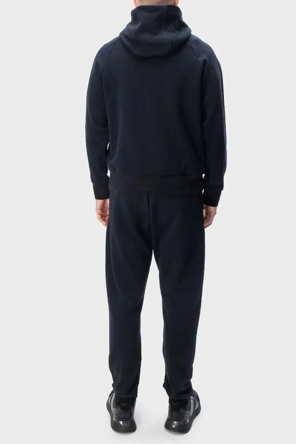 Emporio Armani Logo Patterned Hoodie - Black