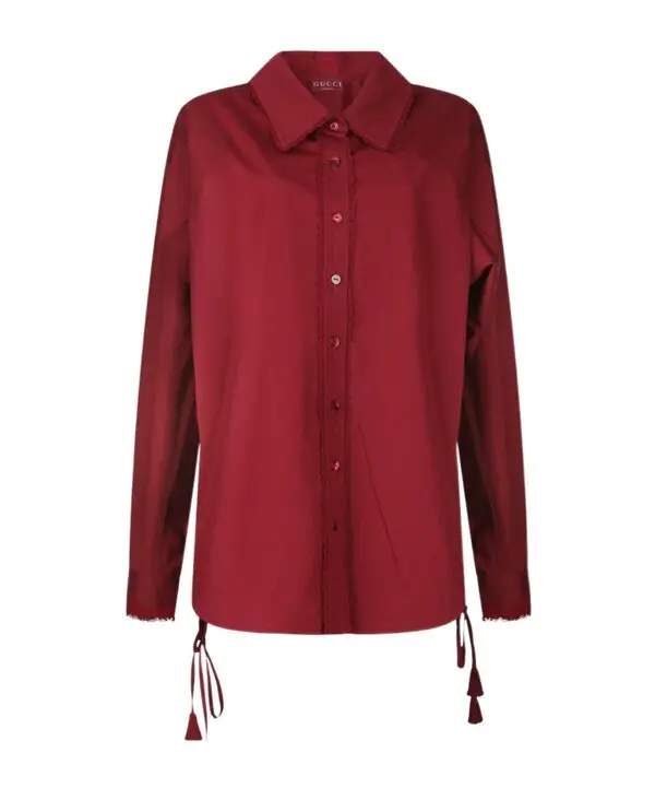 Gucci Long Sleeve Shirt With Drawstring Detail - Red
