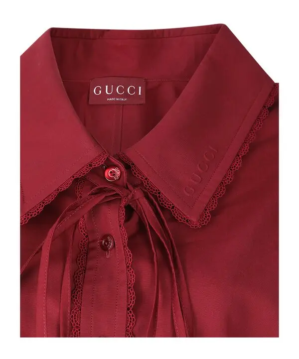 Gucci Long Sleeve Shirt With Drawstring Detail - Red