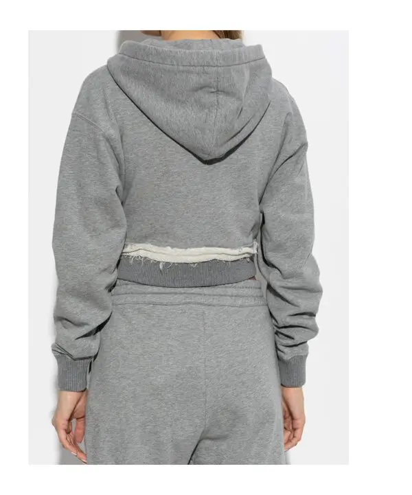 Alexander McQueen Drawstring Distressed Cropped Hoodie