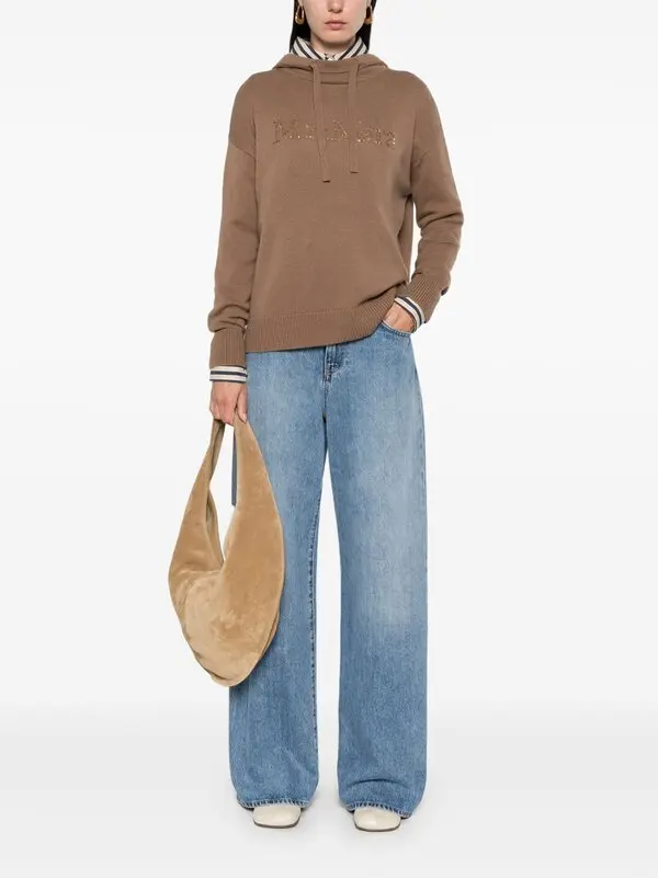 Max Mara Logo Embellished Knitted Hoodie