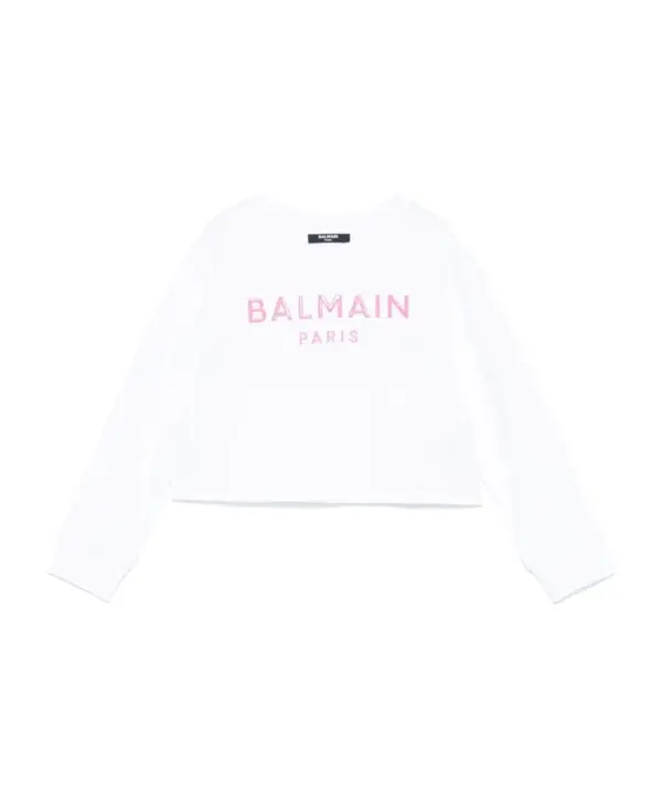 Balmain Rubberized Logo Sweatshirt - White