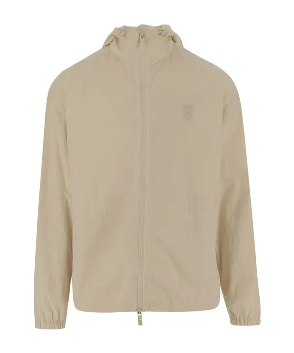 Burberry Embroidered Logo Hooded Zip-up Coat
