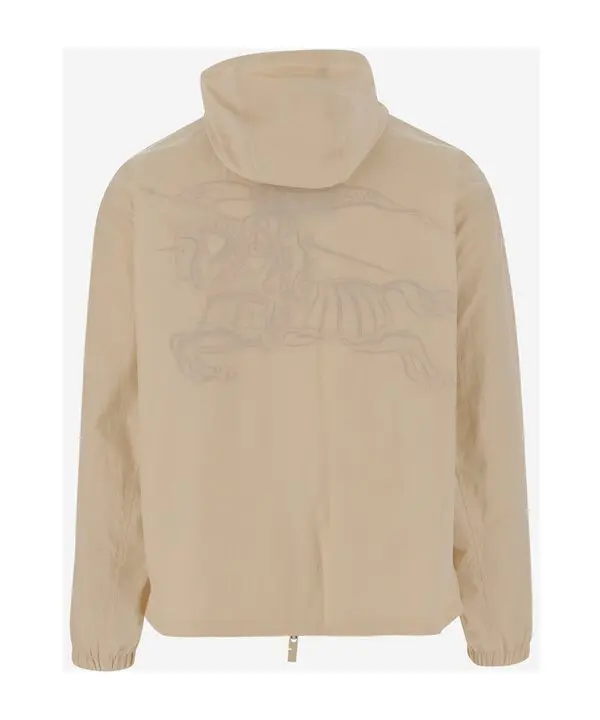 Burberry Embroidered Logo Hooded Zip-up Coat
