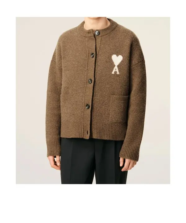 AMI Paris Logo Detailed Knitted Cardigan