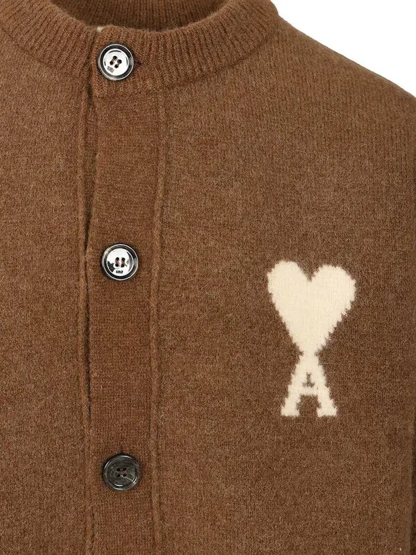 AMI Paris Logo Detailed Knitted Cardigan