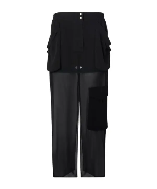 Pinko Sheer Cargo Midi Skirt - Black