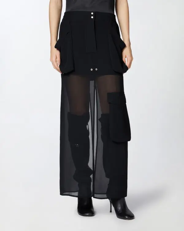 Pinko Sheer Cargo Midi Skirt