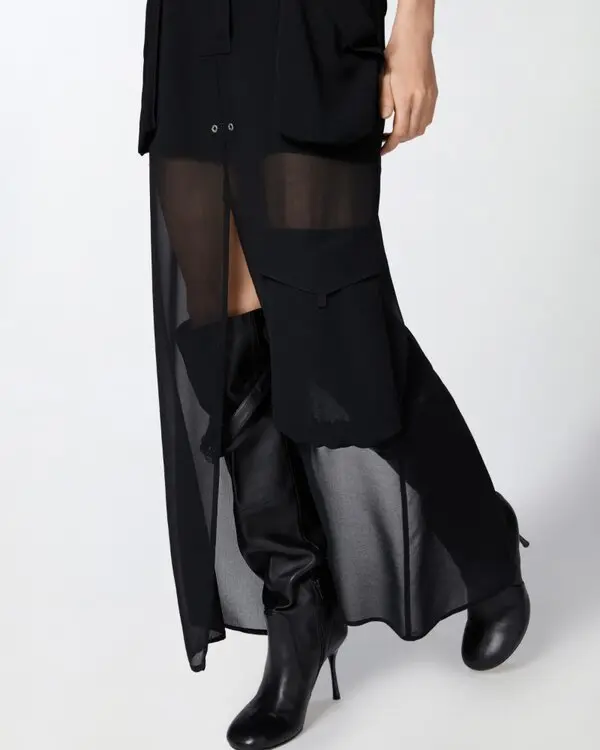 Pinko Sheer Cargo Midi Skirt