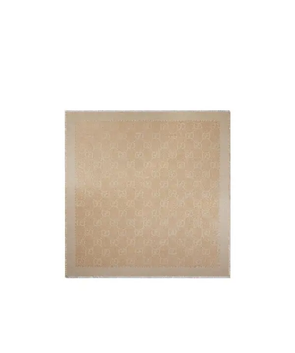 Gucci Monogram Jacquard Frayed-edge Scarf - Beige
