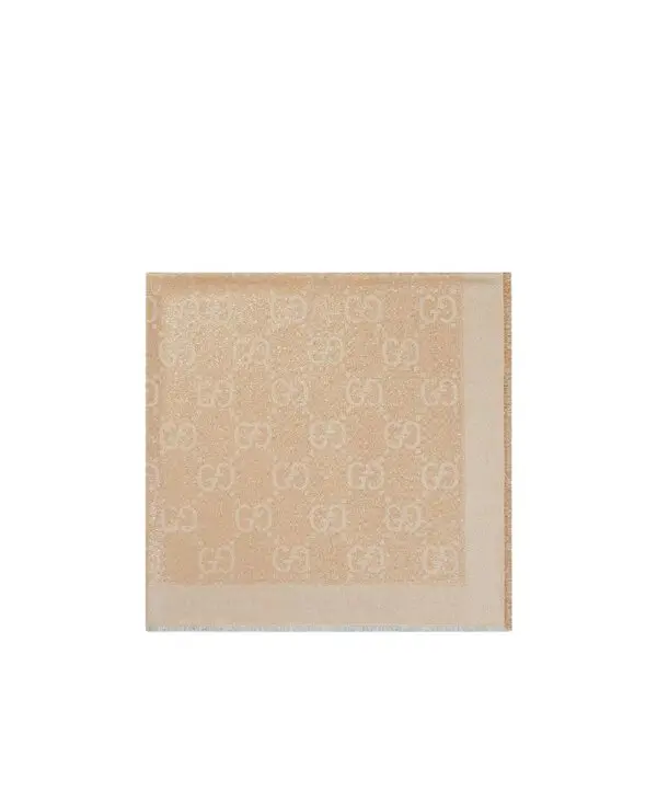 Gucci Monogram Jacquard Frayed-edge Scarf - Beige