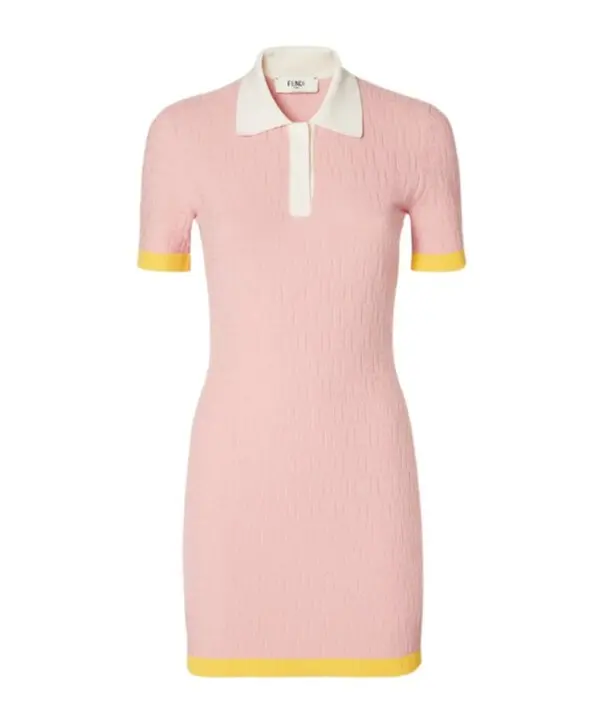 Fendi Allover Ff Motif Short-sleeved Mini Dress - Pink