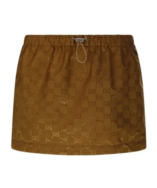 Gucci Gg Monogram Mini Skirt - Brown