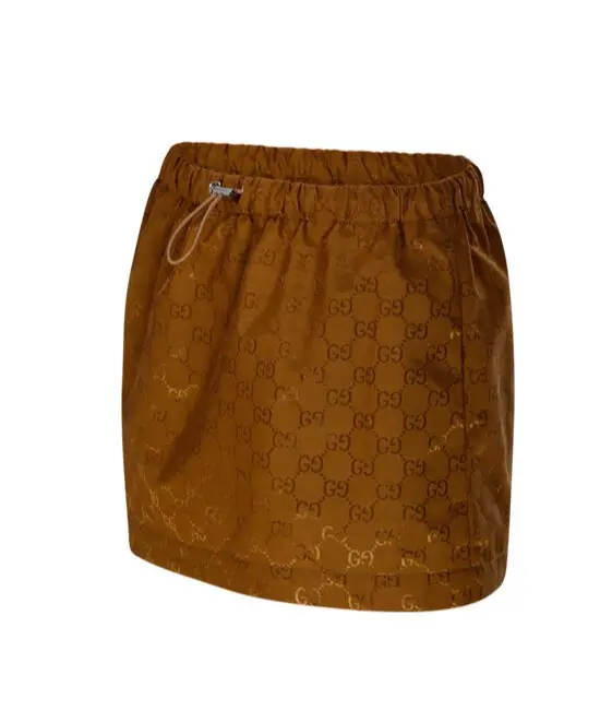 Gucci Gg Monogram Mini Skirt - Brown