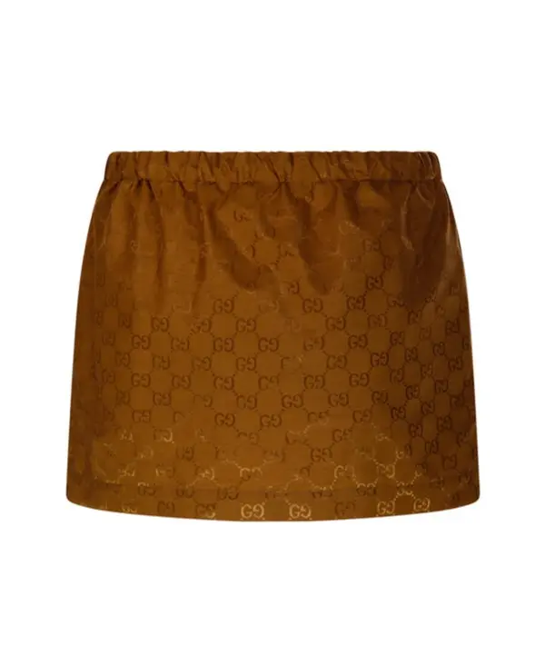 Gucci Gg Monogram Mini Skirt - Brown