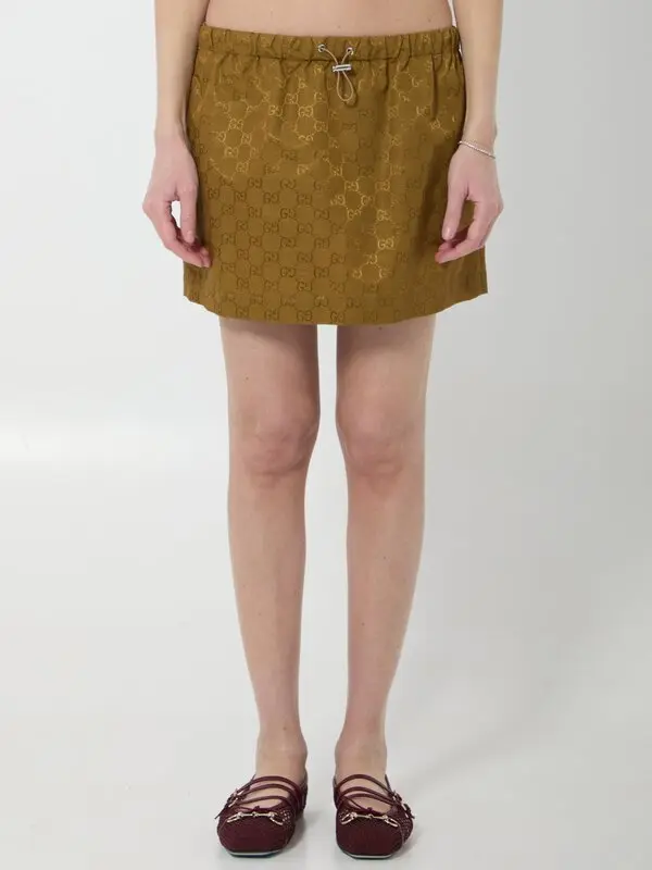 Gucci Gg Monogram Mini Skirt - Brown