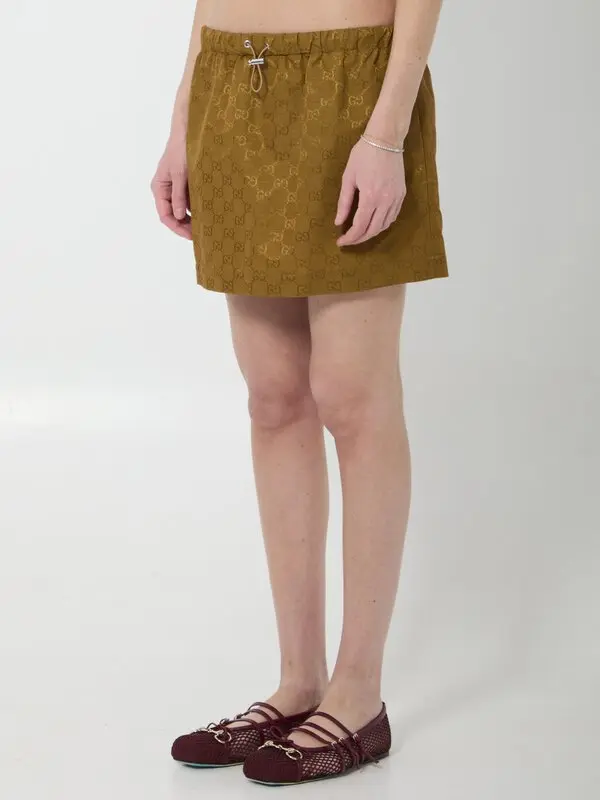 Gucci Gg Monogram Mini Skirt - Brown