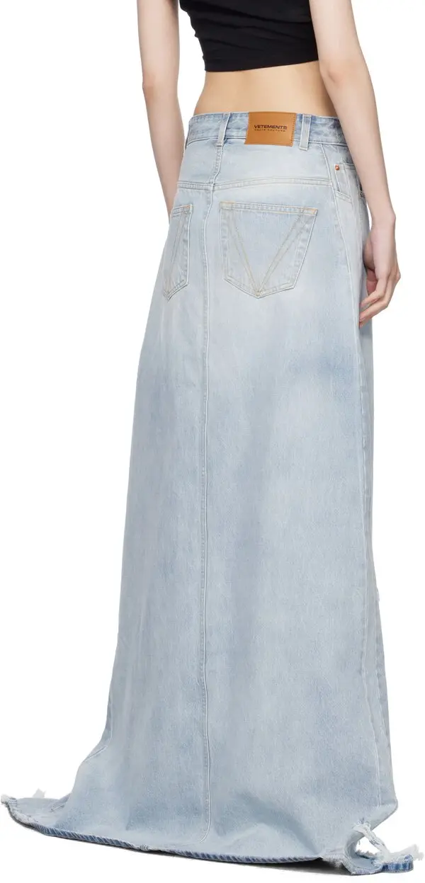 Vetements Maxi Denim Skirt With Asymmetrical Slit