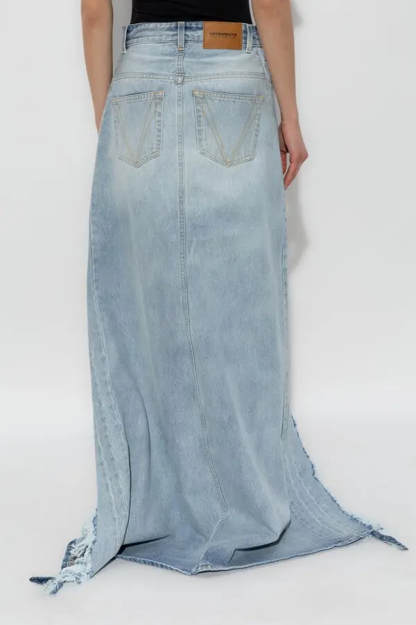 Vetements Maxi Denim Skirt With Asymmetrical Slit