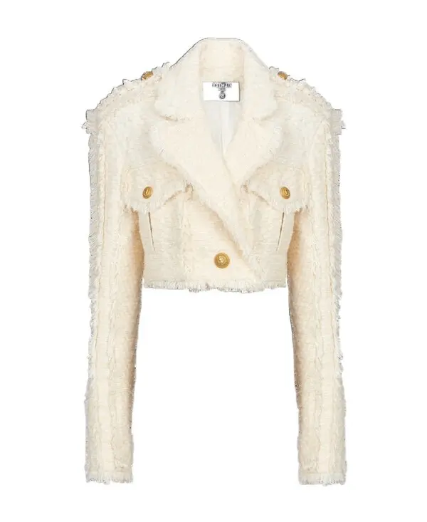 Balmain Short Fringed Tweed Jacket - No