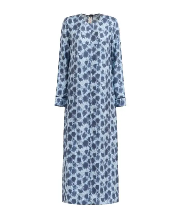 Marni Long Sleeve Printed Silk Dress