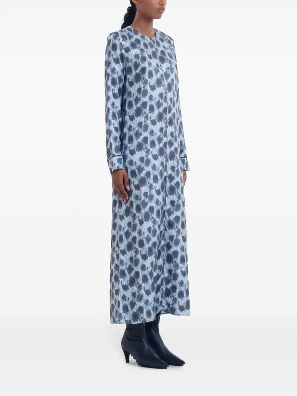 Marni Long Sleeve Printed Silk Dress