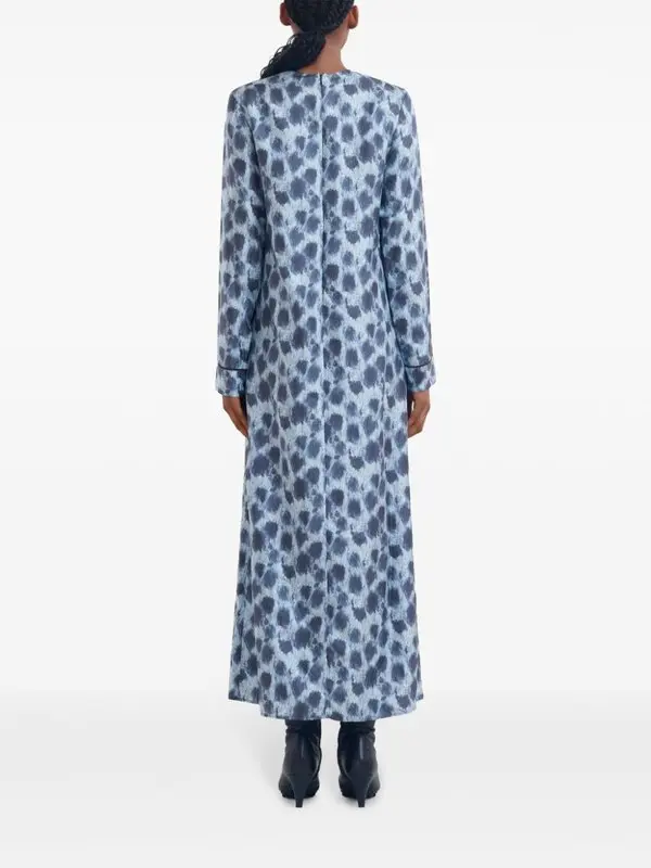 Marni Long Sleeve Printed Silk Dress