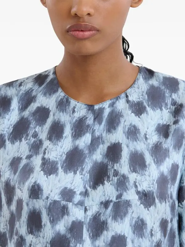 Marni Long Sleeve Printed Silk Dress