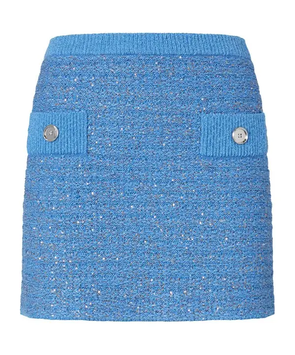 Pinko Miletto" Knitted Mini Skirt With Button Details - Blue