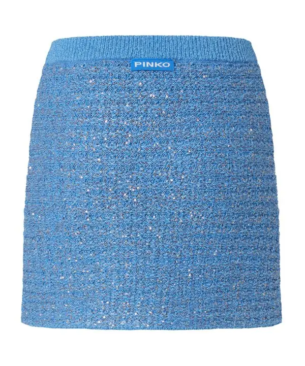 Pinko Miletto" Knitted Mini Skirt With Button Details - Blue