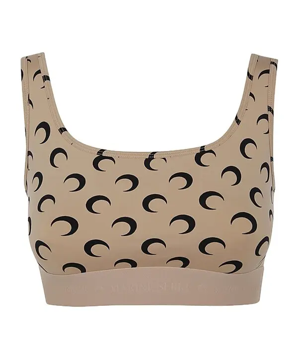 MARINE SERRE Moon Jersey Sport Bra - Tan