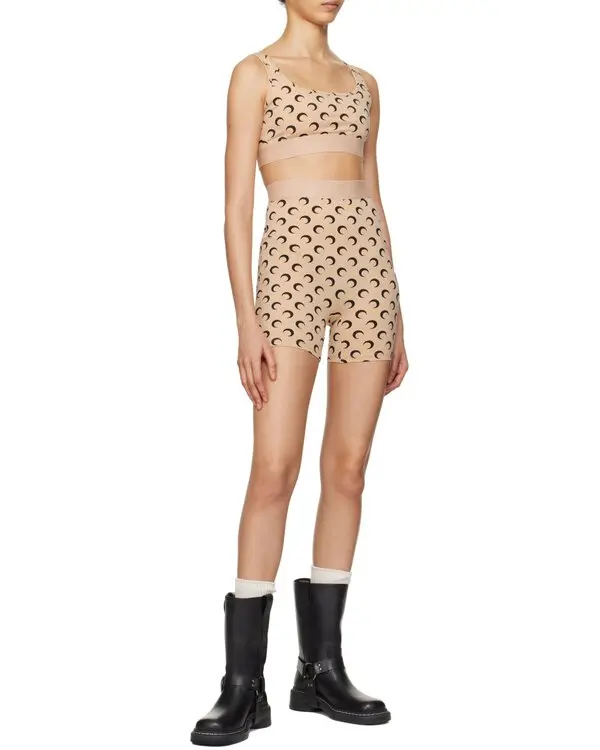 MARINE SERRE Moon Jersey Sport Bra - Tan