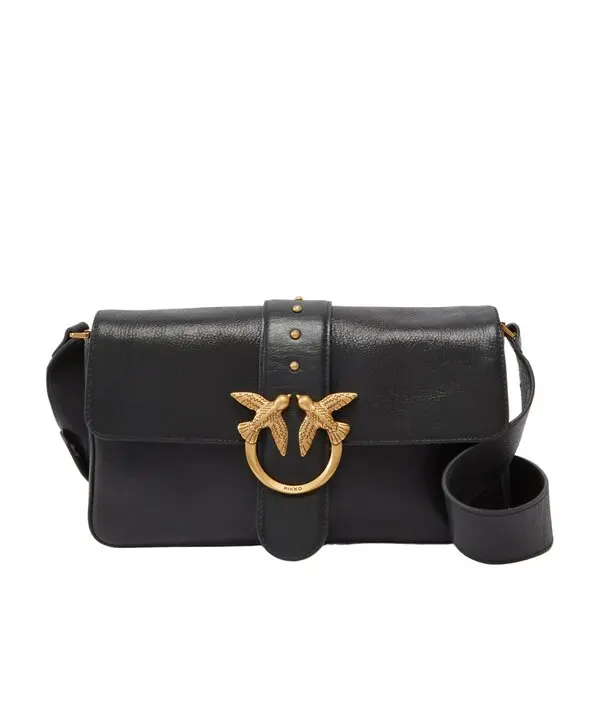 Pinko Love One Logo Plaque Shoulder Bag - Black