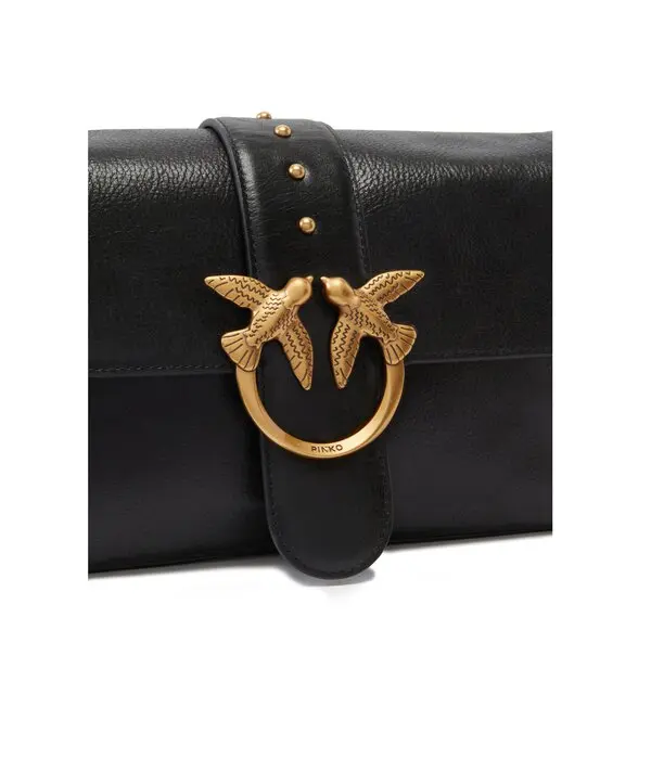 Pinko Love One Logo Plaque Shoulder Bag - Black