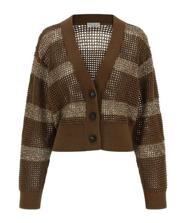 Brunello Cucinelli Open-knit Striped Cardigan