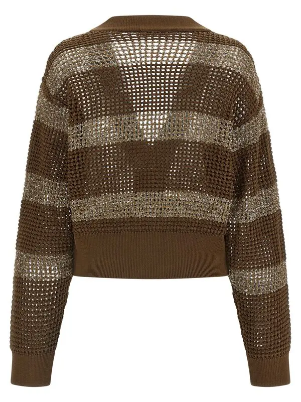 Brunello Cucinelli Open-knit Striped Cardigan