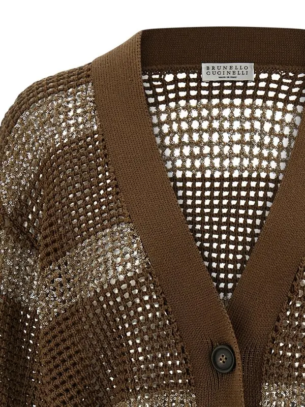 Brunello Cucinelli Open-knit Striped Cardigan