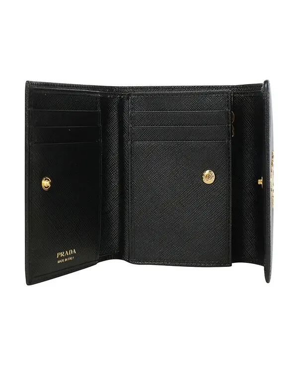Prada Logo Plaque Tri-fold Wallet